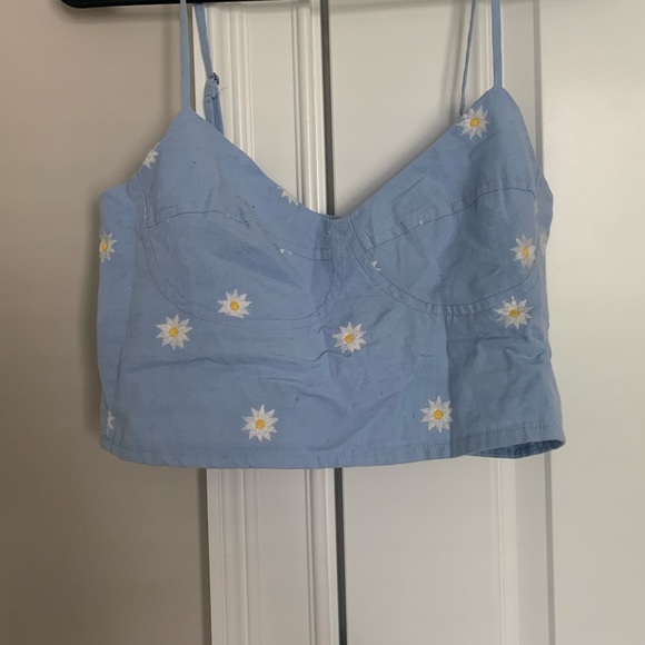 Tops | Sunflower Blue And White Tank | Poshmark